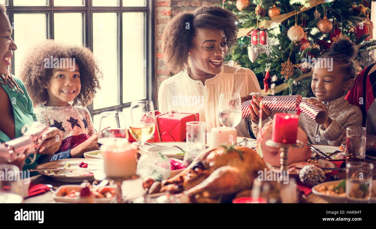 Family Together Christmas Celebration Concept Stock Photo - Alamy