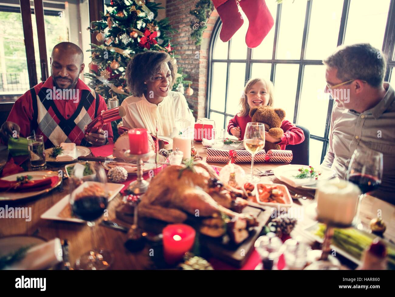 Family Together Christmas Celebration Concept Stock Photo - Alamy