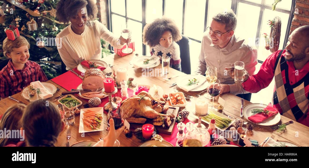 Family Together Christmas Celebration Concept Stock Photo - Alamy
