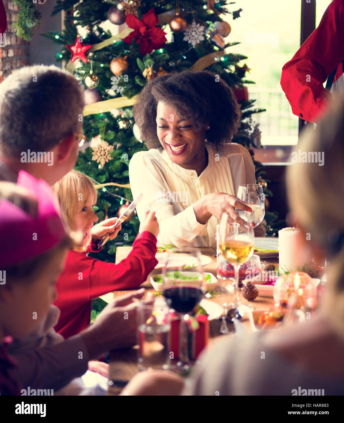 Family Together Christmas Celebration Concept Stock Photo - Alamy