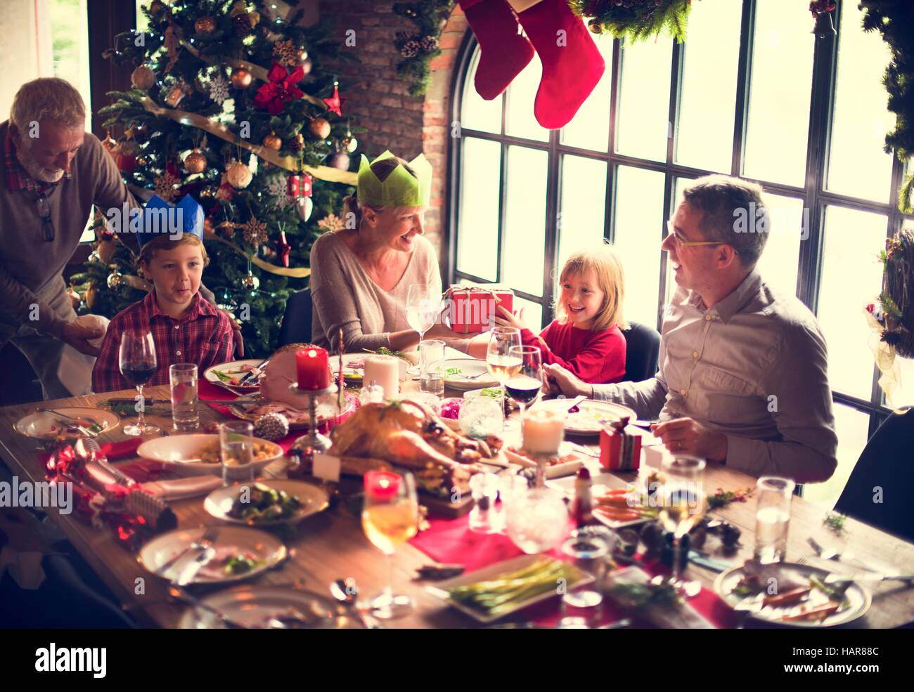 Family Together Christmas Celebration Concept Stock Photo - Alamy