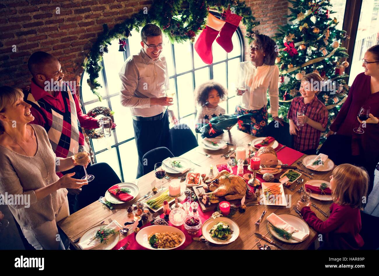 Family Together Christmas Celebration Concept Stock Photo - Alamy