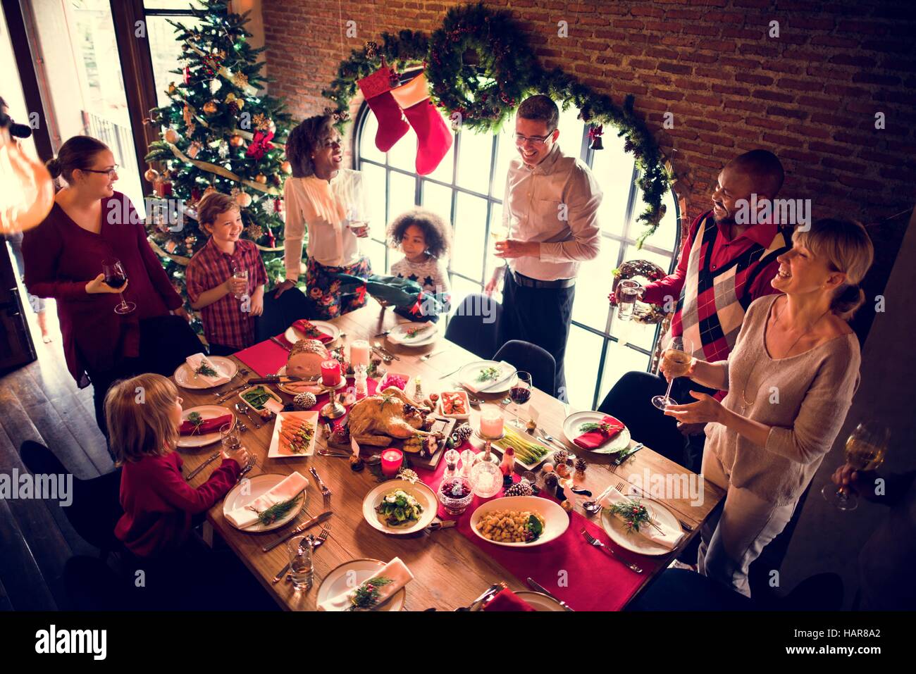 Family Together Christmas Celebration Concept Stock Photo - Alamy