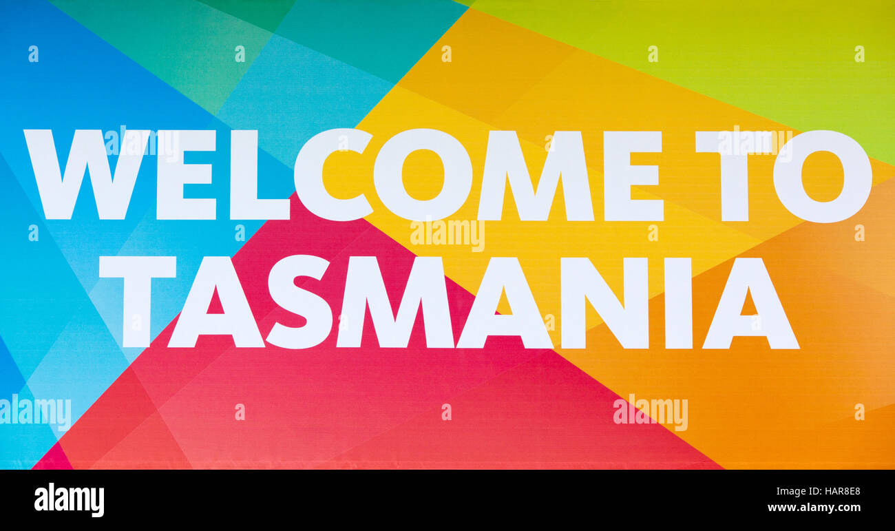 The welcome sign board in Hobart town, the capital of Tasmania Stock ...