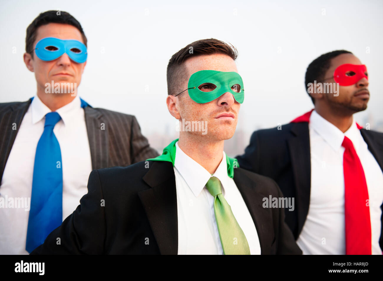Superhero Businessmen Cityscape Team Concept Stock Photo - Alamy