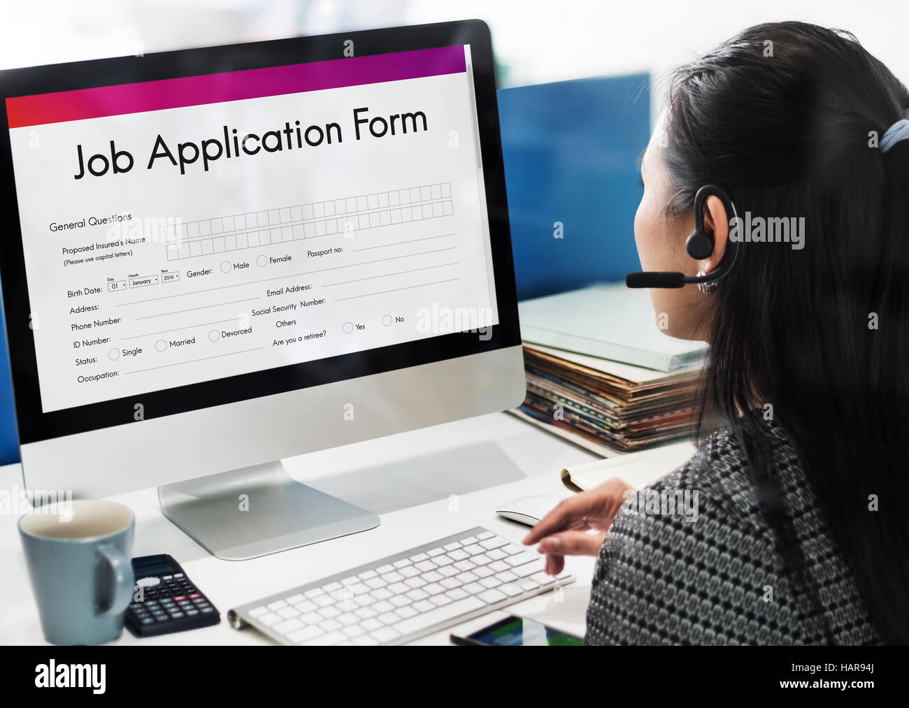 Job Application Hiring Document Form Concept Stock Photo - Alamy