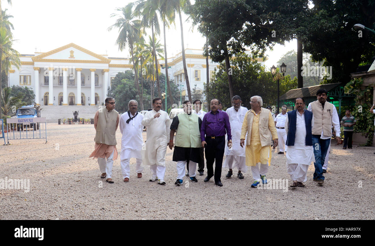 Kolkata, India 02nd Dec, 2016 TMC Minister from left Tapas Roy, Arup ...