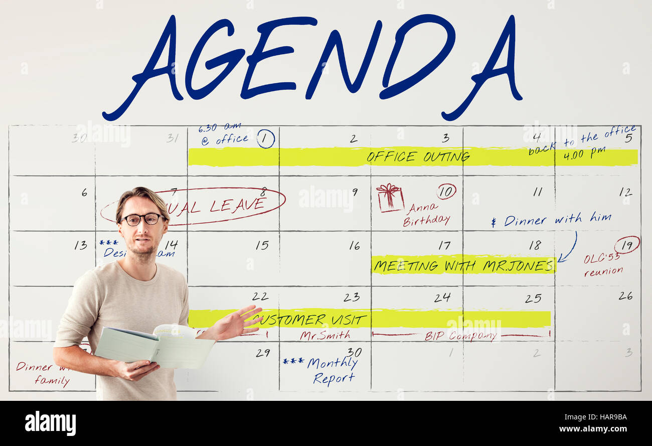 Agenda Timetable Calendar Schedule Graphic Stock Photo - Alamy