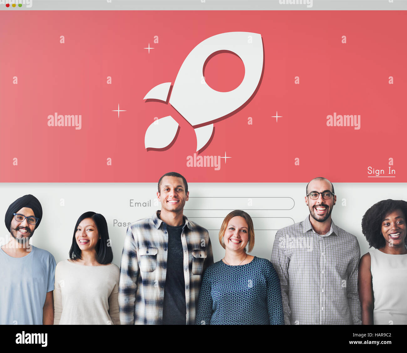 Rocket Login Password Internet Network Security System Success Concept ...