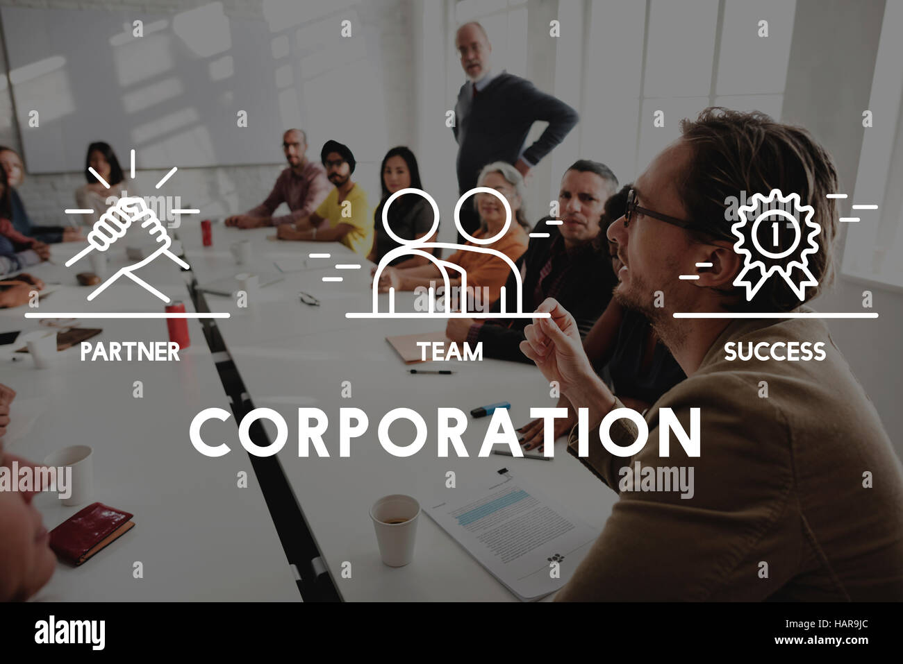 Business Collaboration Teamwork Corporation Concept Stock Photo - Alamy