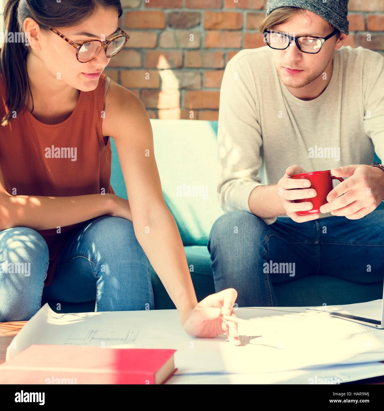 People Meeting Discussion Design Talking Blueprint Concept Stock Photo ...