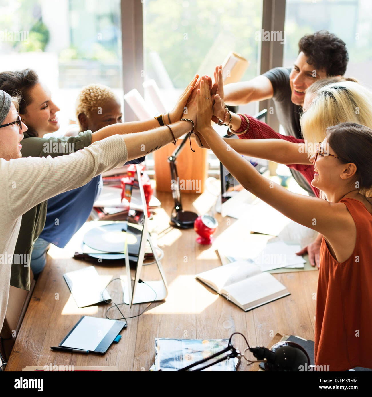 Teamwork Power Successful Meeting Workplace Concept Stock Photo - Alamy