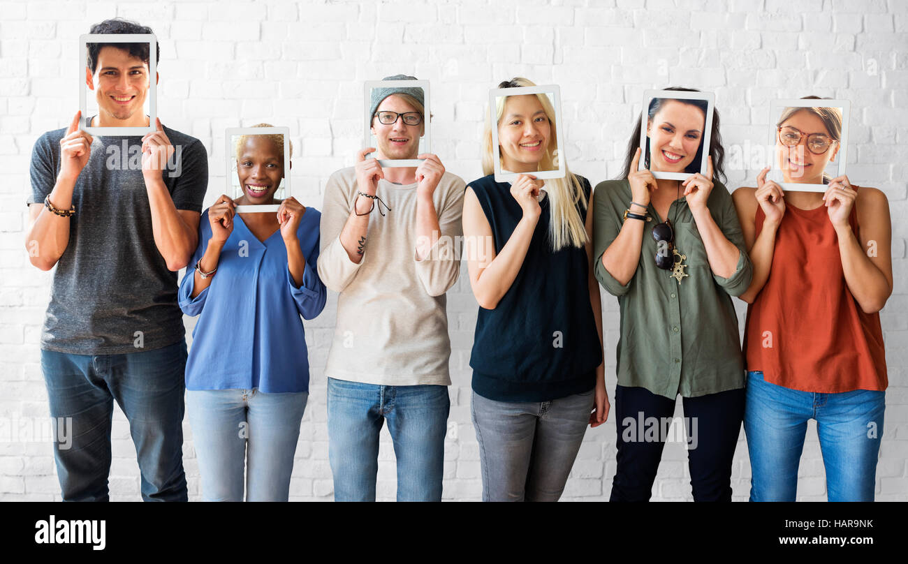 Business Team Holding Frame Concept Stock Photo - Alamy