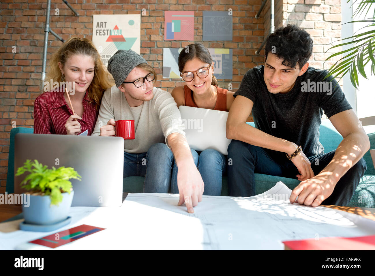 People Meeting Discussion Design Talking Blueprint Concept Stock Photo ...