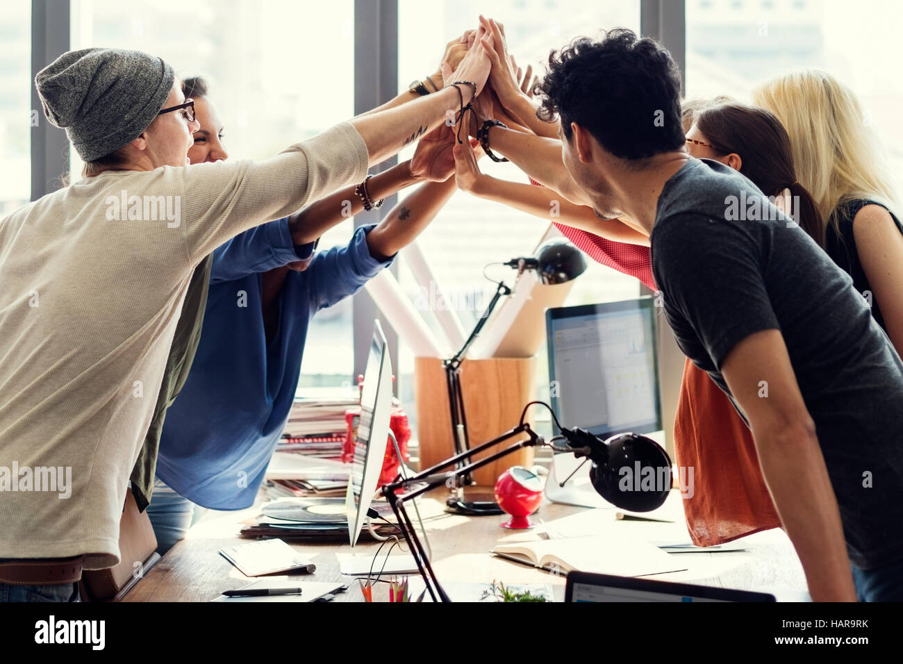 Teamwork Power Successful Meeting Workplace Concept Stock Photo - Alamy