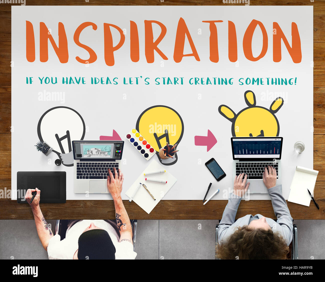 Inspiration Be Creative Design Invention Concept Stock Photo - Alamy