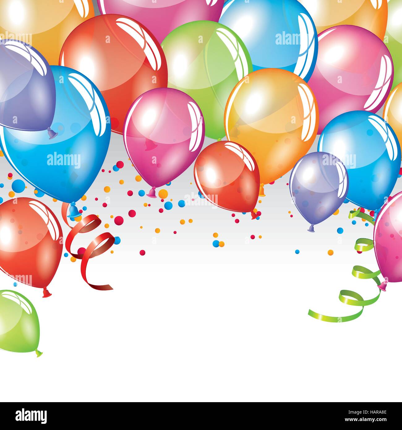 Vector festive Balloons background and colorful confetti Stock Vector ...