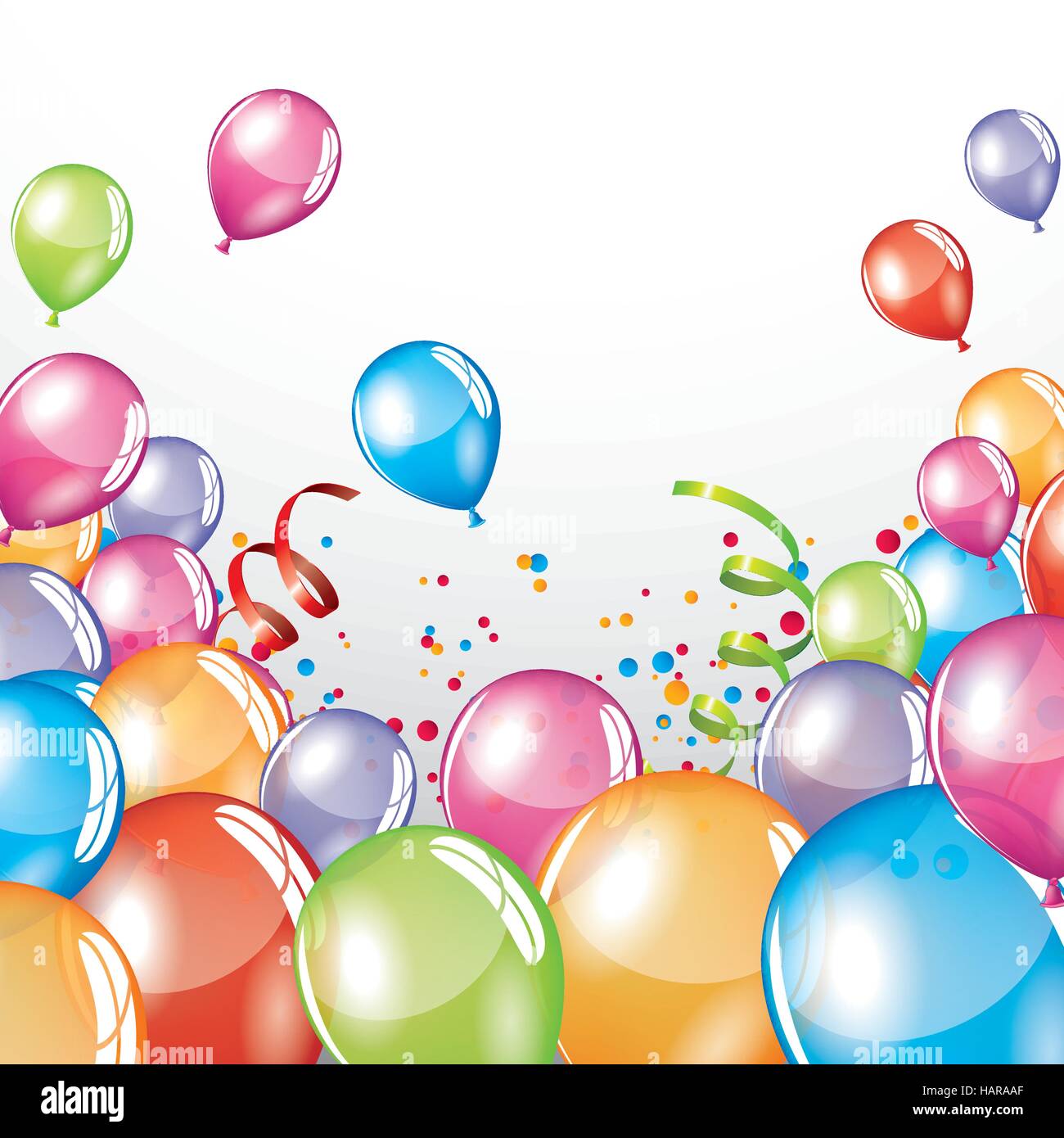 Vector festive Balloons background and colorful confetti Stock Vector ...