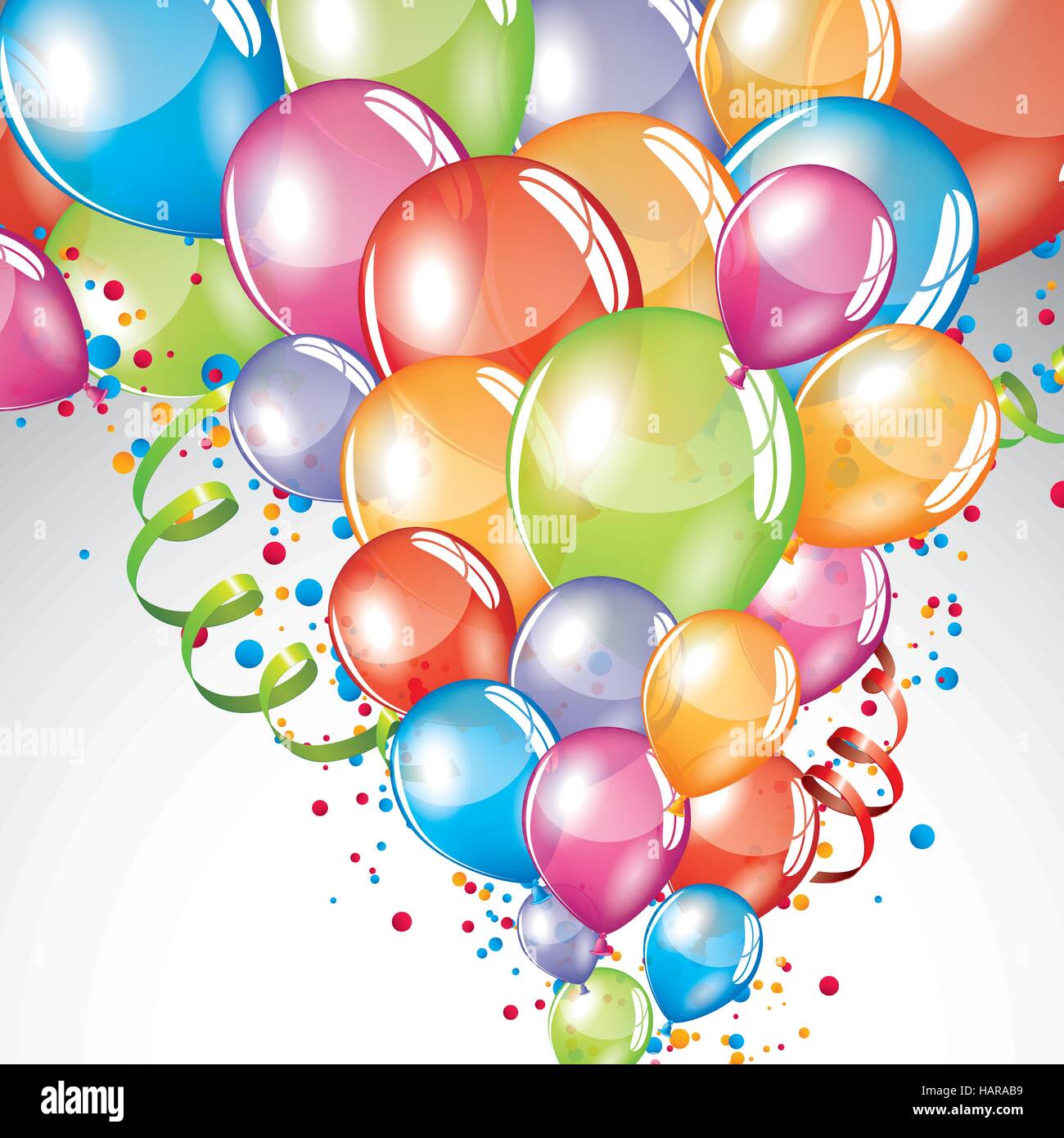 Vector festive Balloons background and colorful confetti Stock Vector ...