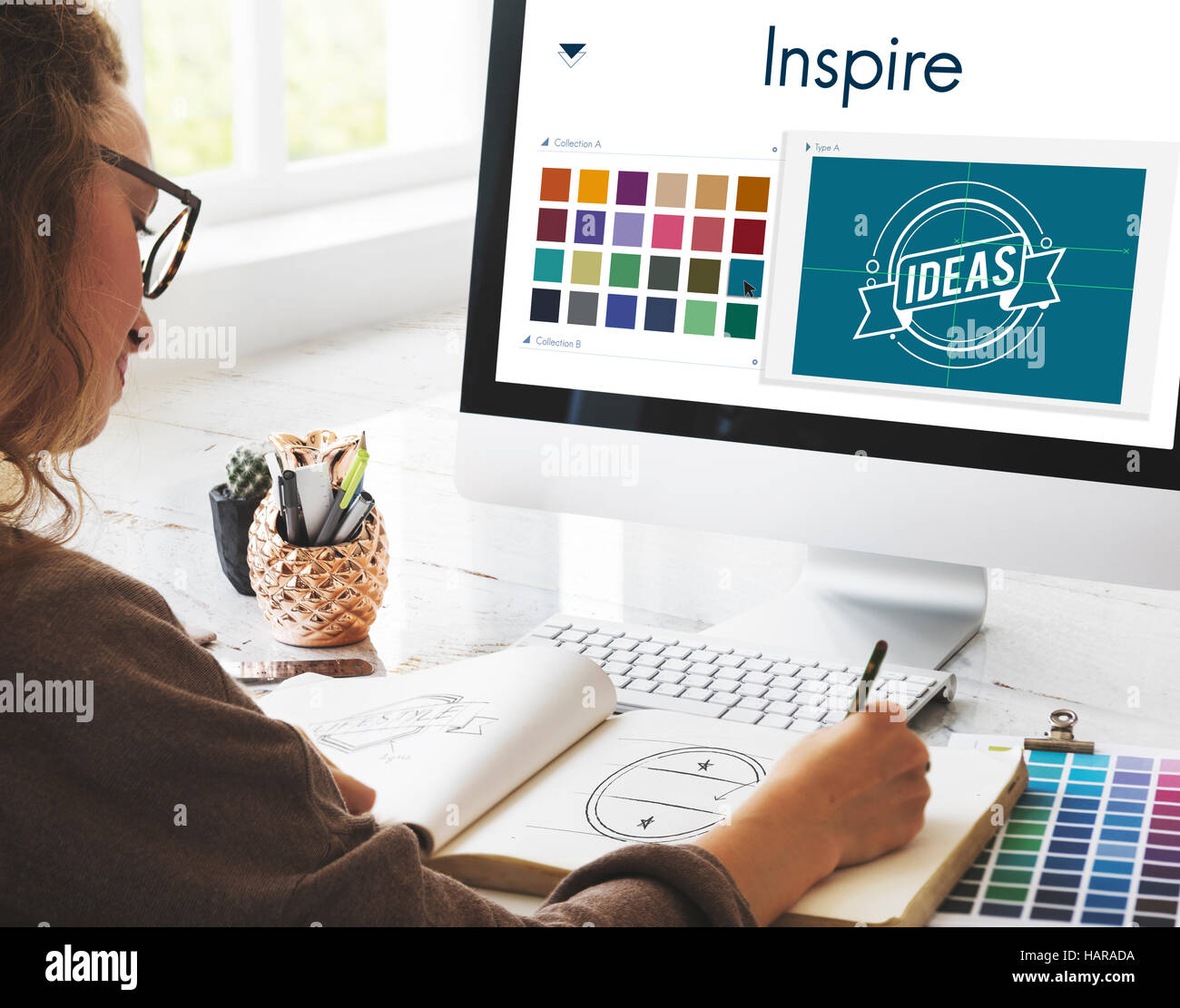 Inspire Be Creative Design Logo Concept Stock Photo - Alamy