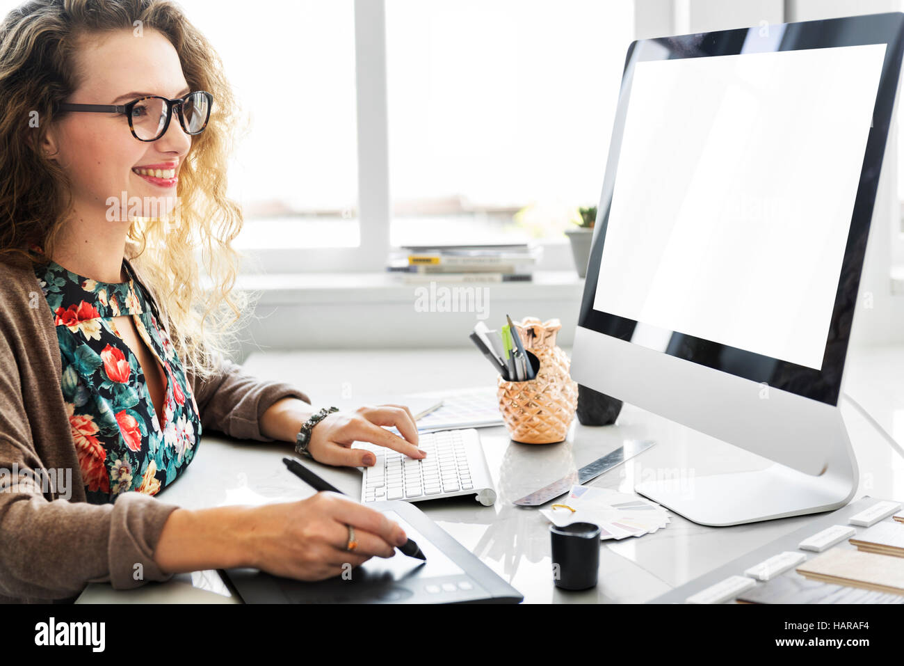 Woman Digital Device Internet Female Girl Concept Stock Photo - Alamy