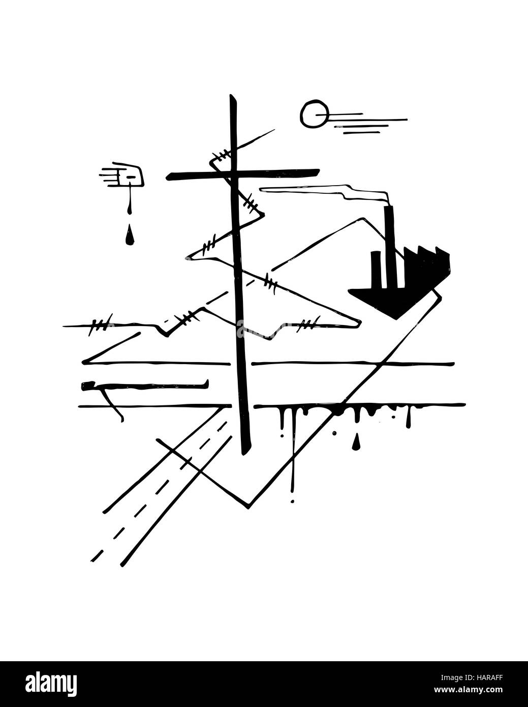 Hand drawn vector illustration or drawing of a religious Cross and ...