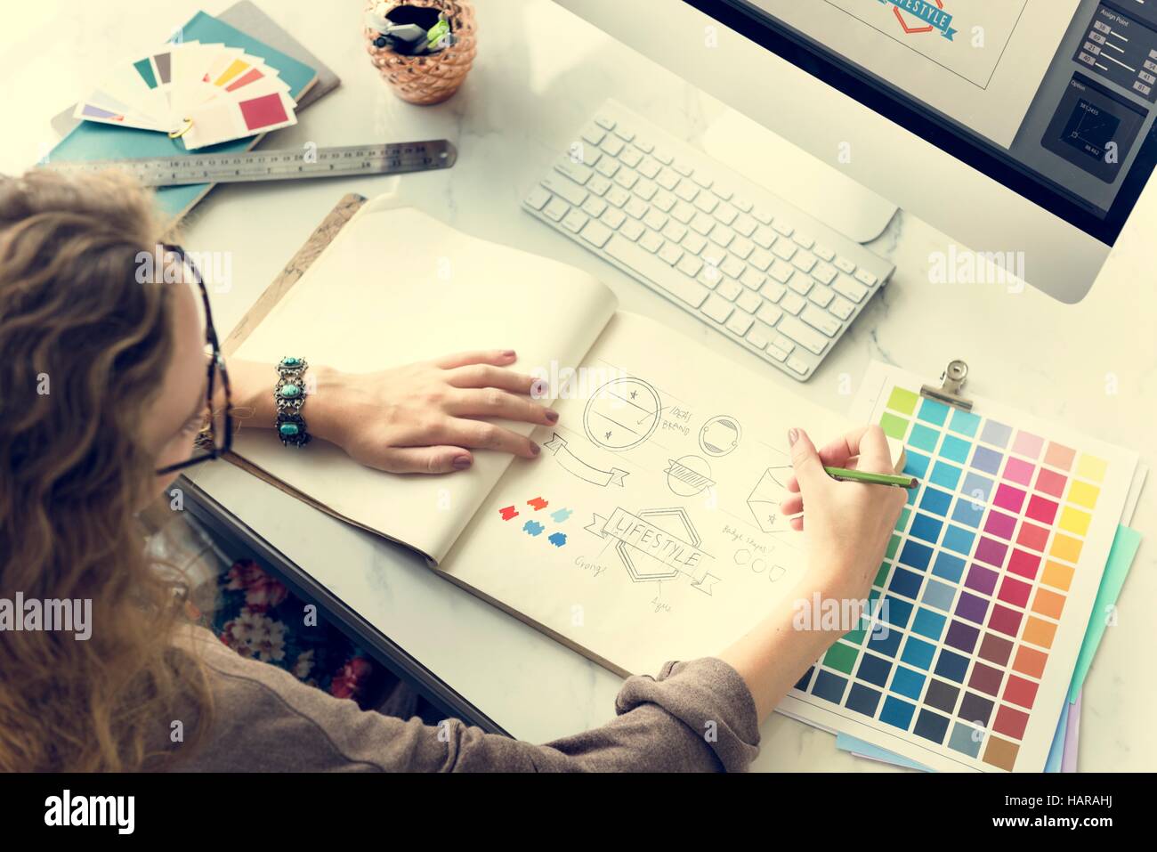 Color Shade Swatch Stationary Designer Creative Concept Stock Photo - Alamy