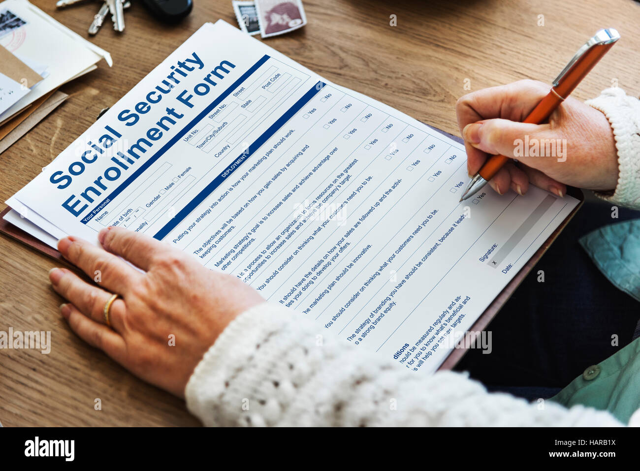 Social Security Enrollment Form Document Concept Stock Photo - Alamy