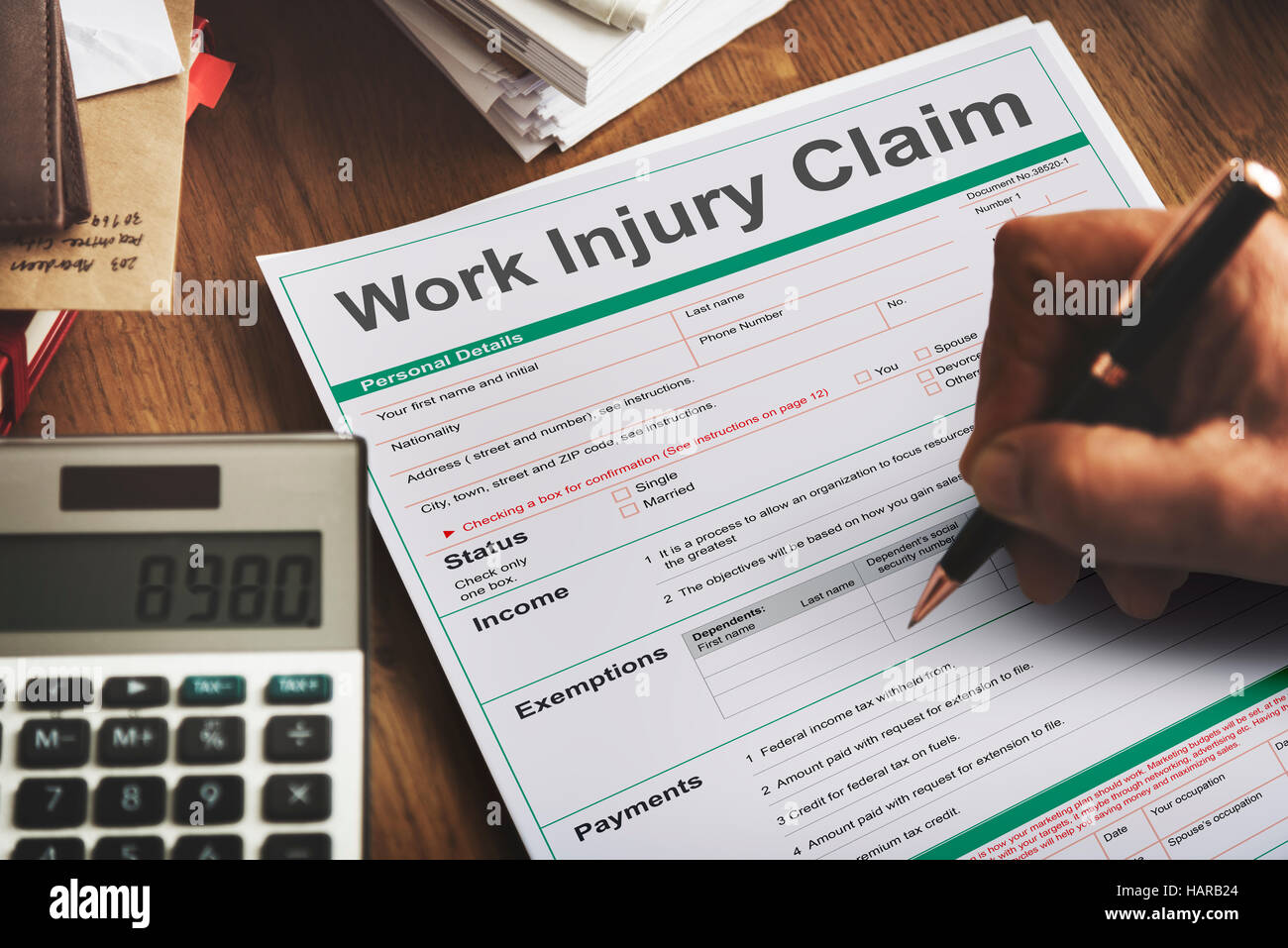 Work Injury Compensation Claim Form Concept Stock Photo - Alamy