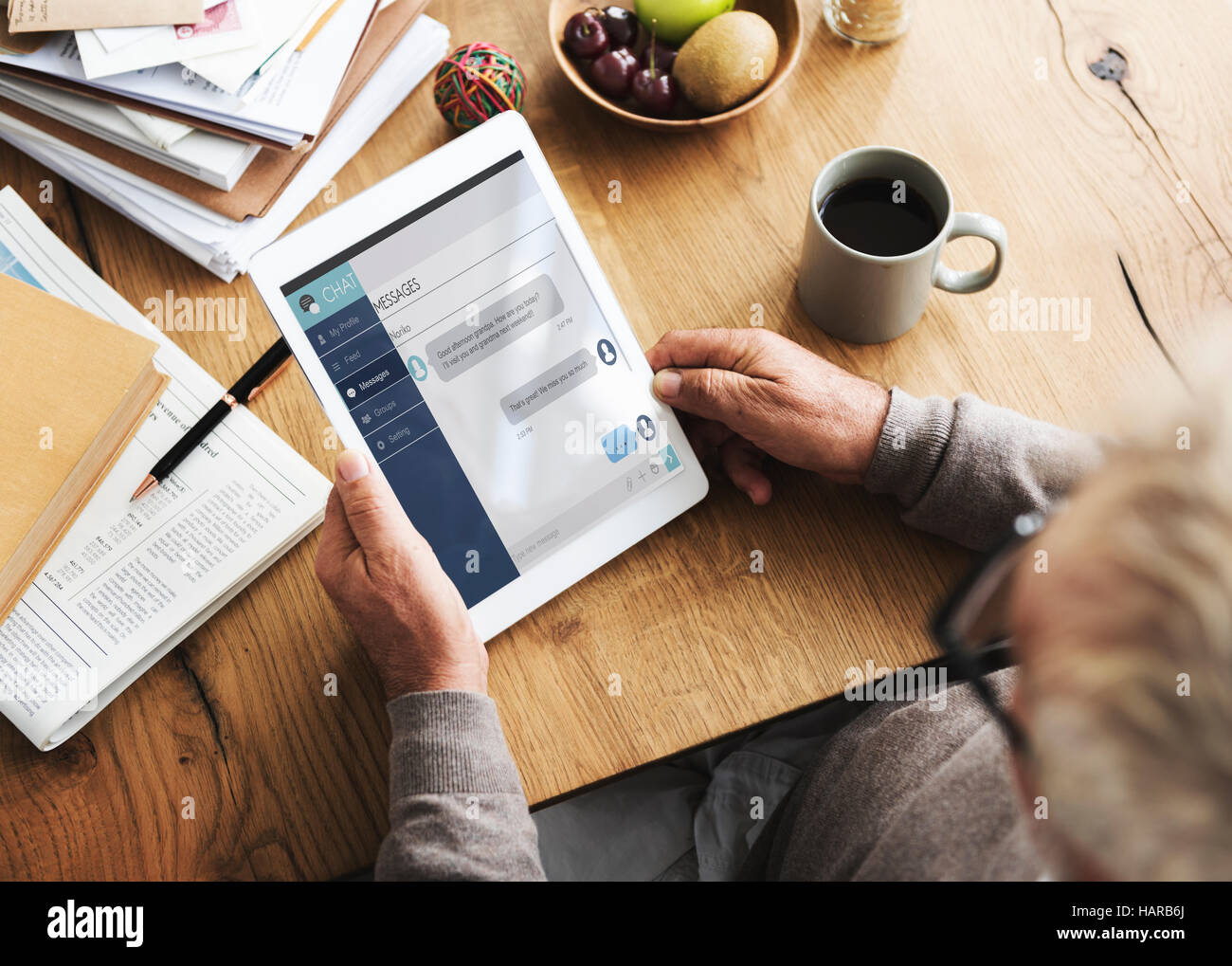 Senior Man Chatting Connection Online Concept Stock Photo - Alamy Senior Man Chatting Connection Online Concept Stock Photo - Alamy