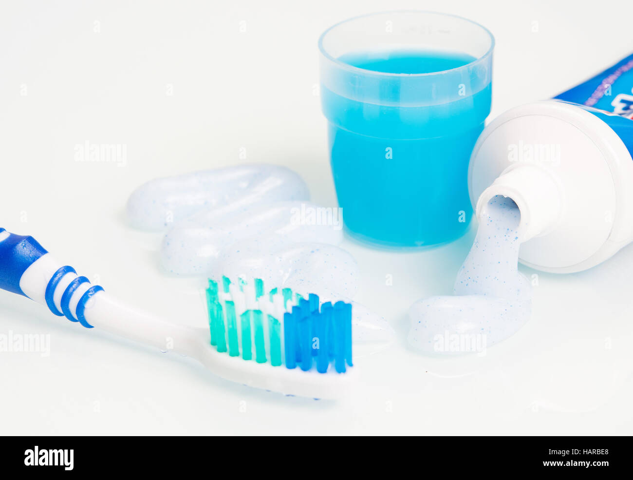 Toothbrush blue bristles toothpaste hi-res stock photography and images ...