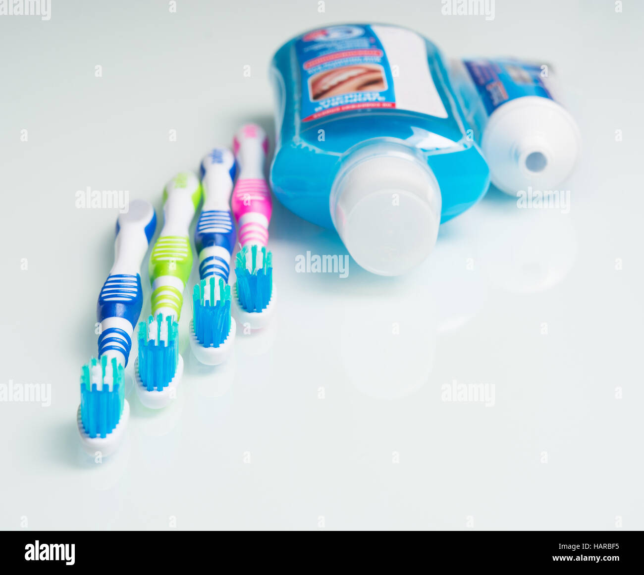personal hygiene items on a table Stock Photo - Alamy