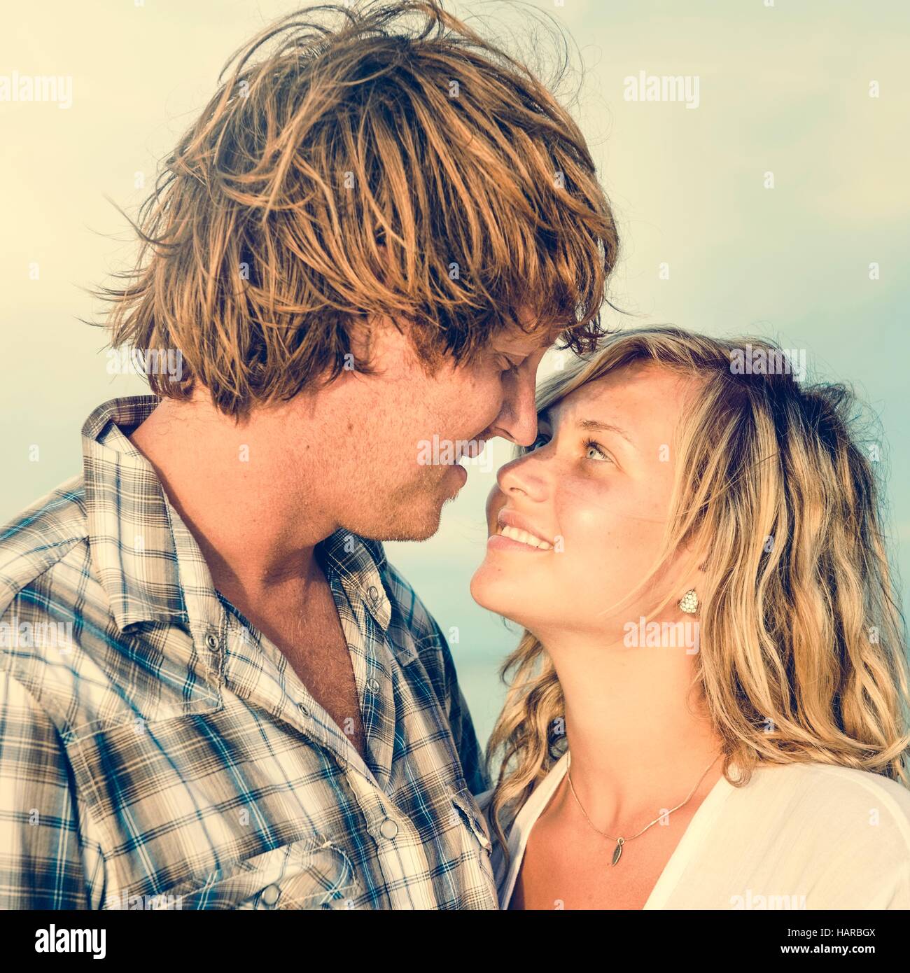 Couple Beach Cheerful Summer Vacation Tropical Concept Stock Photo - Alamy