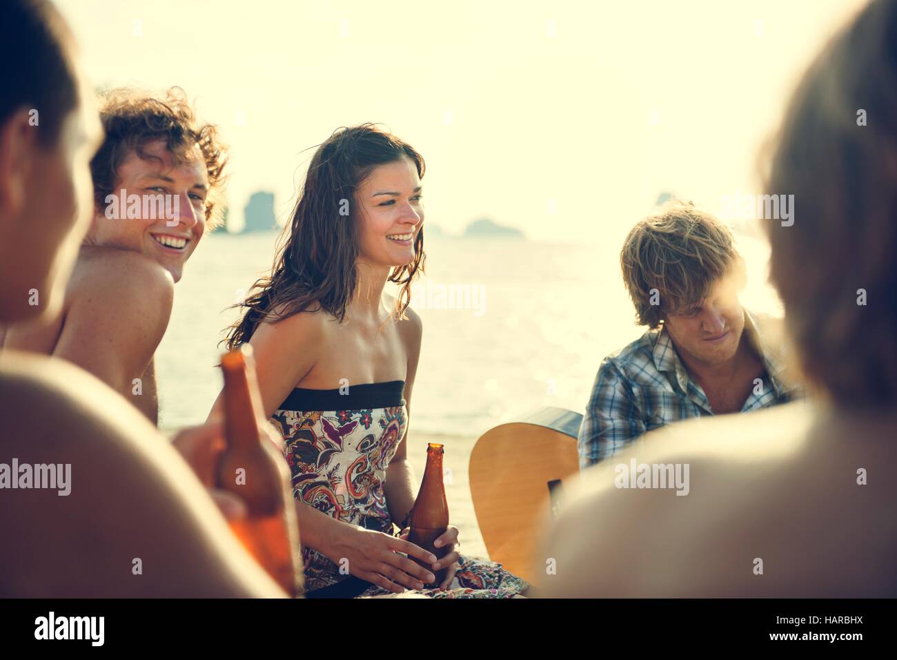 Beach Dancing Party Vacation Bikini Cheerful Concept Stock Photo - Alamy