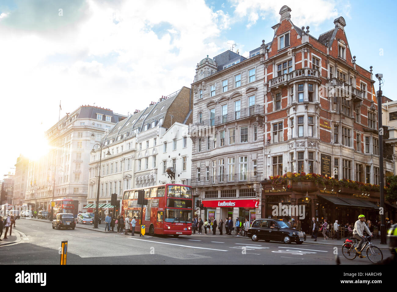London streets view The Wellington pub Stock Photo - Alamy