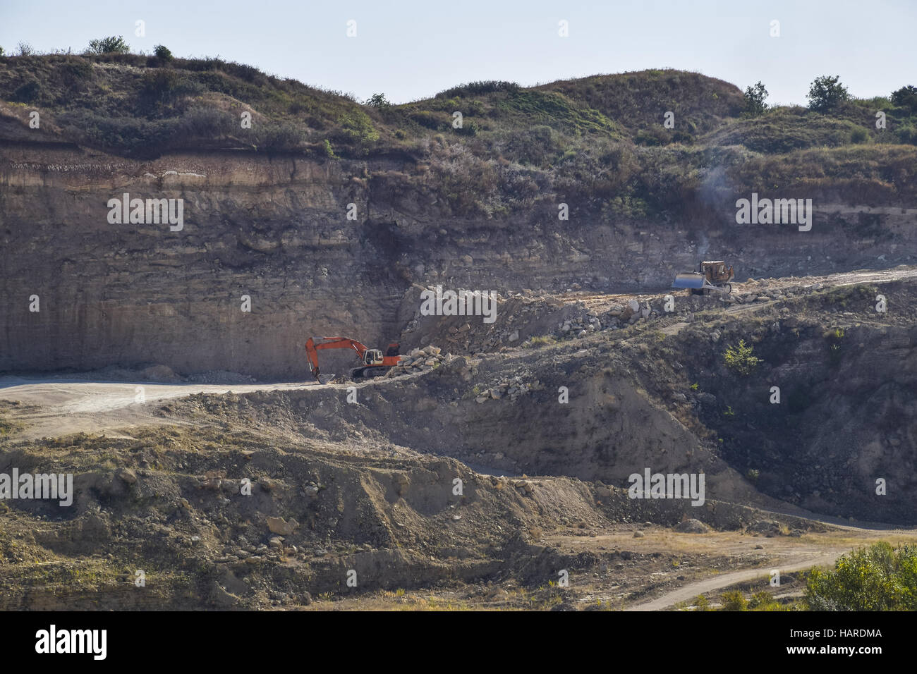 Large quarry for gravel mining, sand and clay. Mining machines and ...
