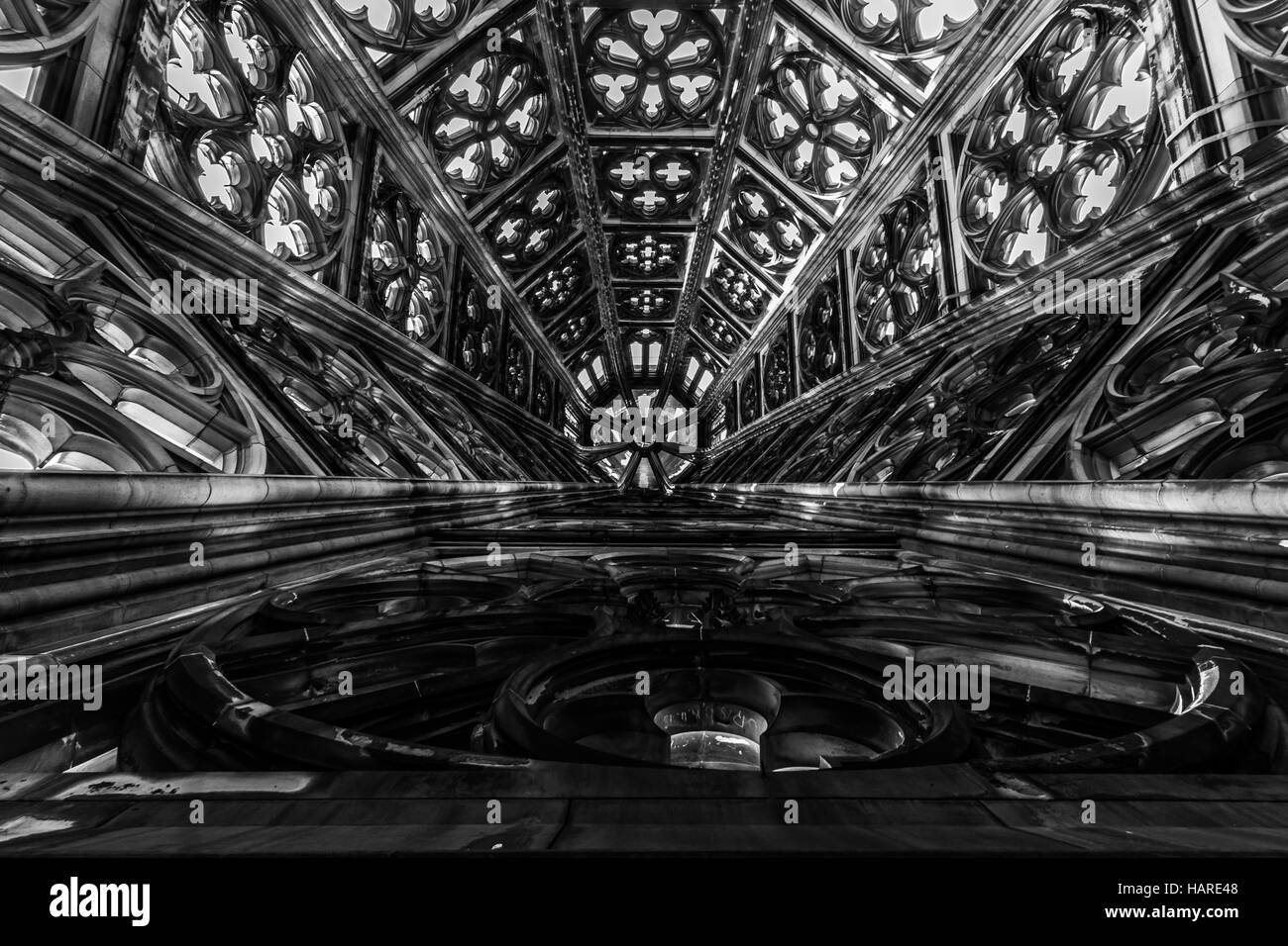 Cologne cathedral inside spire Black and White Stock Photos & Images ...