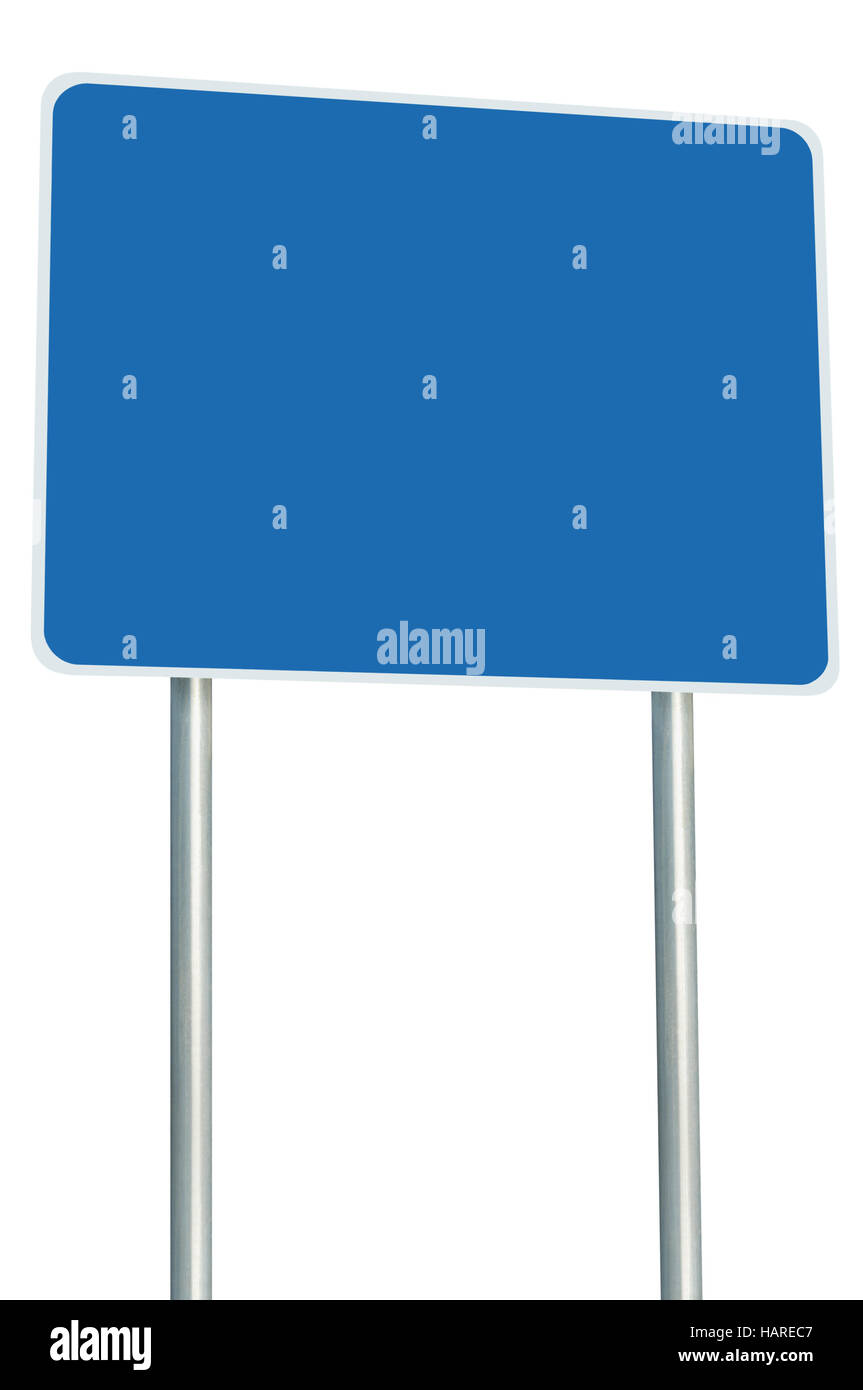 Blank Blue Road Sign Isolated, Large Perspective Copy Space, White ...