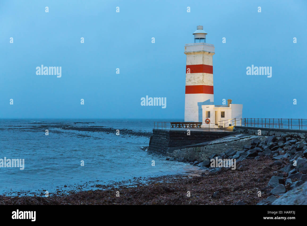 An old lighthouse at Gardur, Reykjanes Peninsula, Iceland, Europe Stock ...