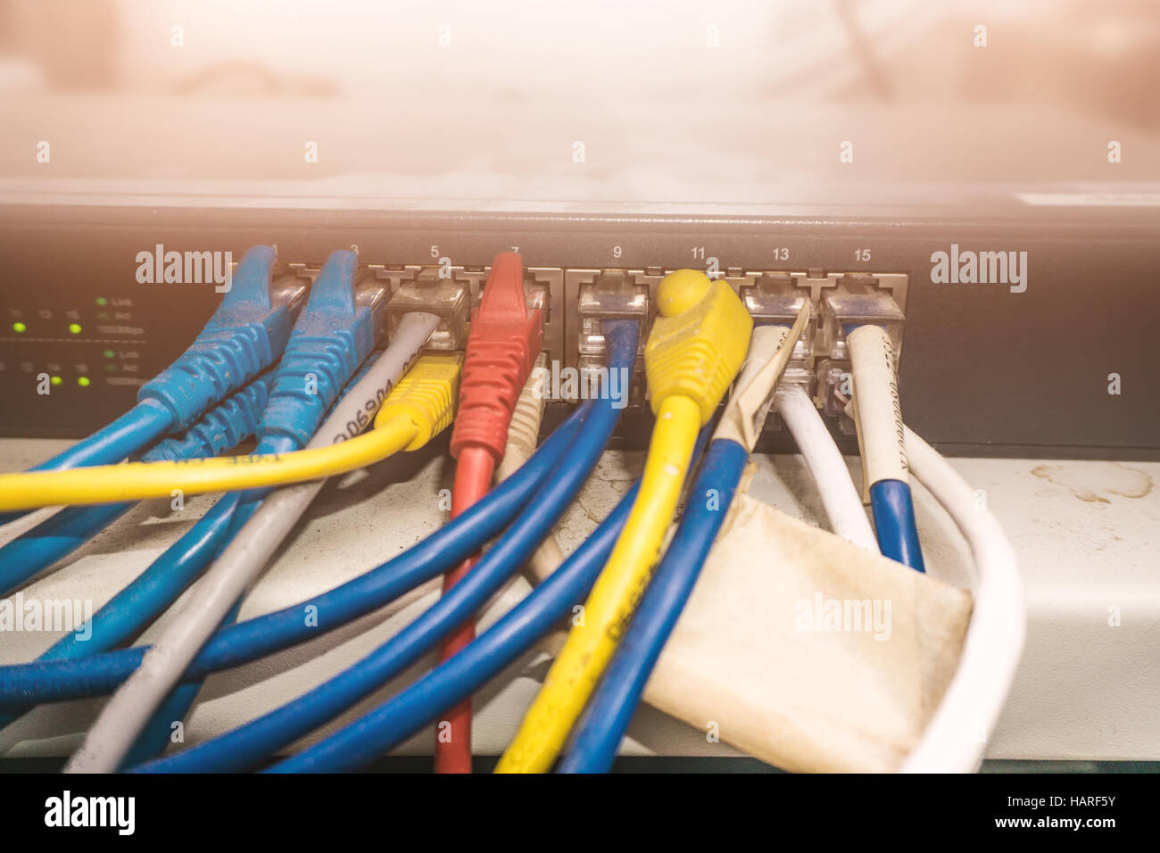 Rack Switches or Network panel switch and cable in data center Stock ...