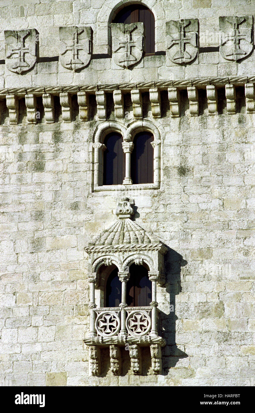 Portugal, Lisbon, Belem Tower, Detail Facade Stock Photo - Alamy