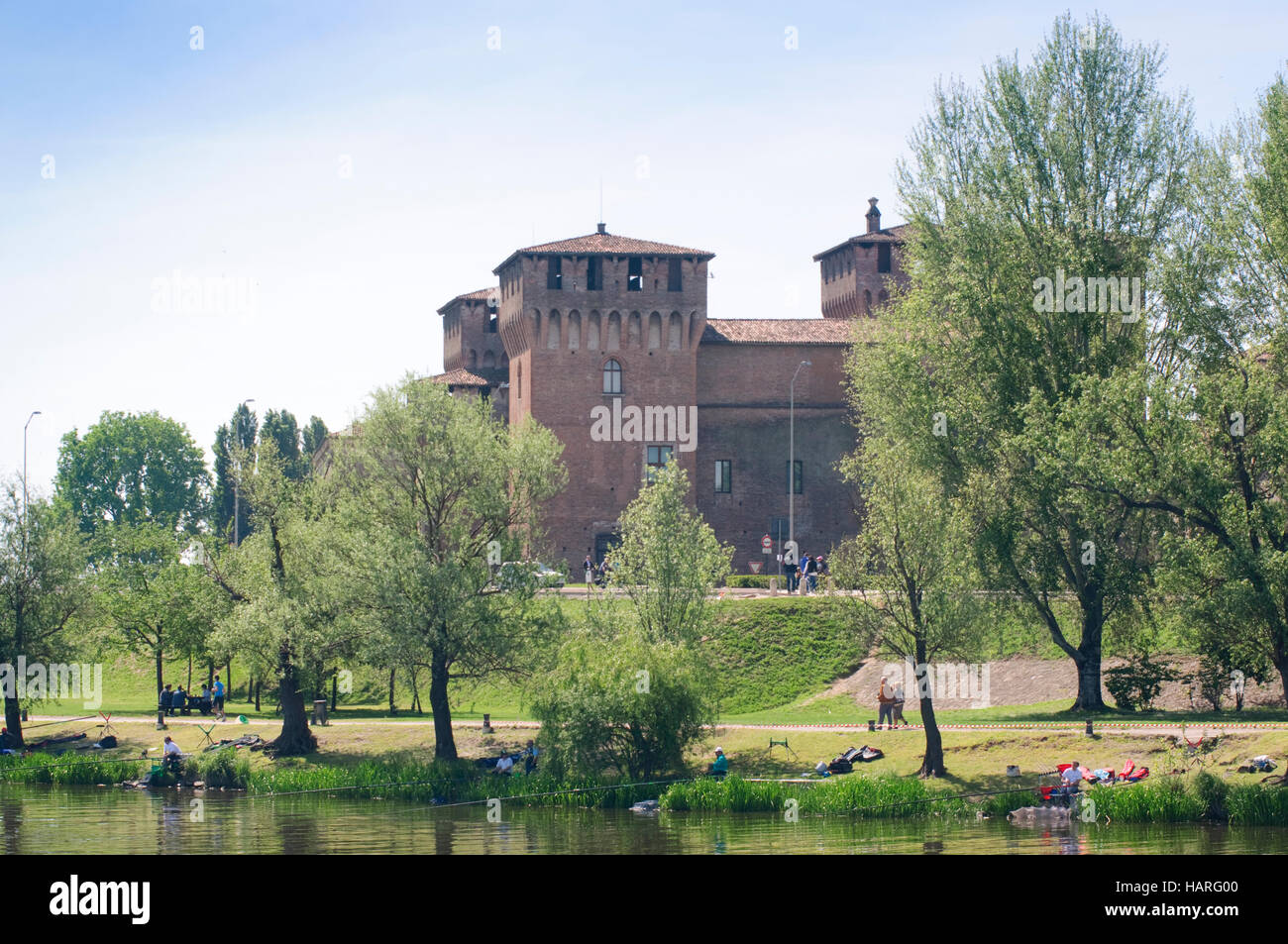 Italy, Lombardy, Mantua, Lago di Mezzo Lake, San Giorgio Castle Stock ...