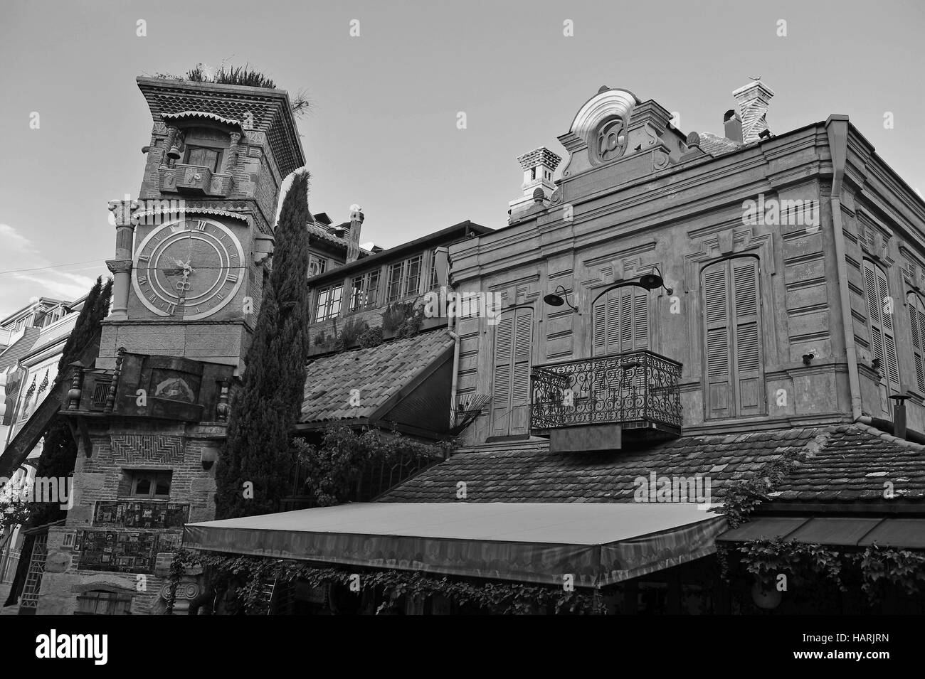 Famous falling tower with a clock in Tbilisi old town, Georgia Stock ...