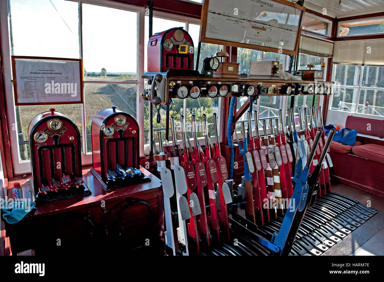 Interior of Wittersham Road signalbox on the Kent and East Sussex ...