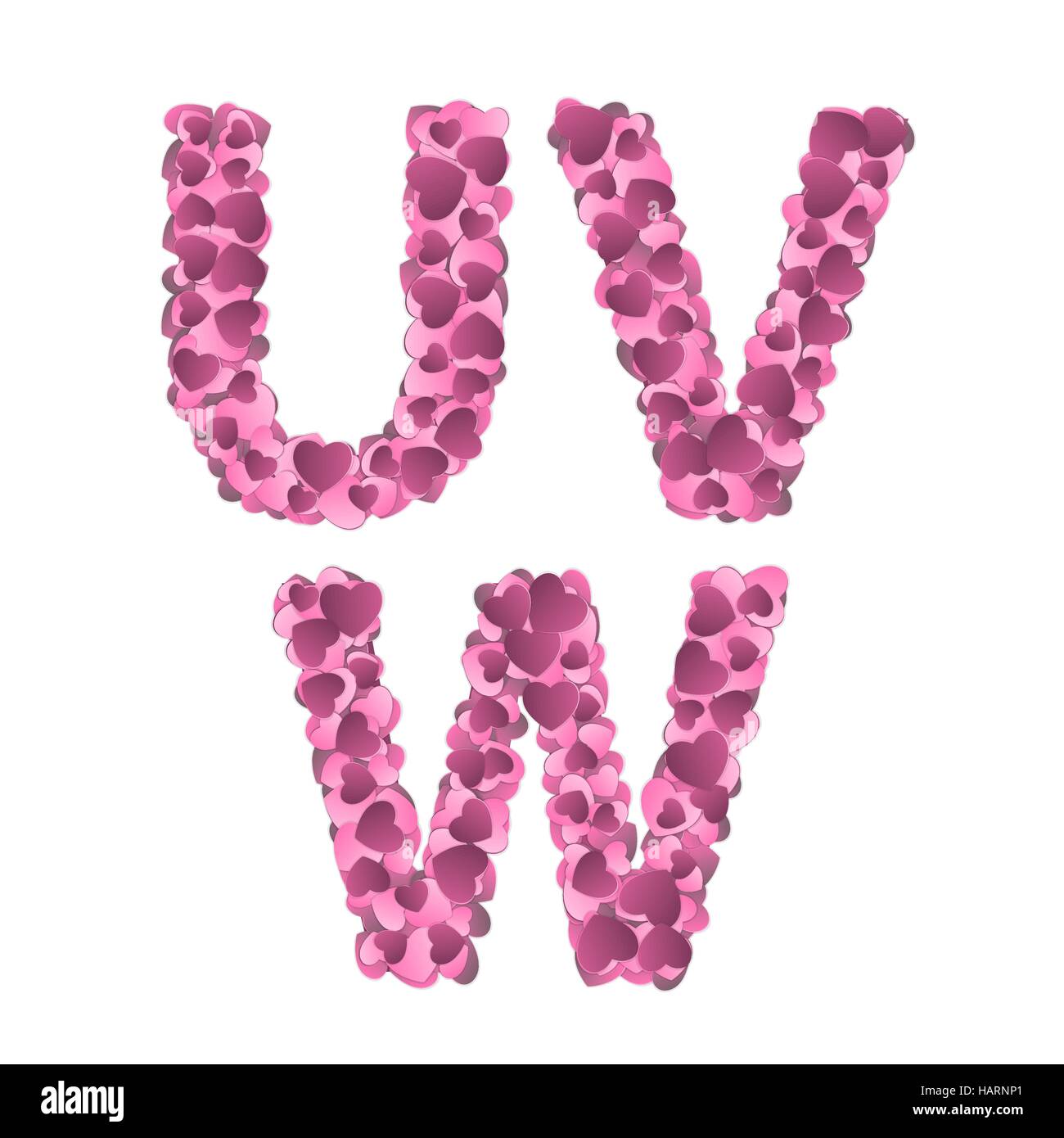 Valentine s Day Alphabet of Hearts Vector Illustration Stock Vector ...