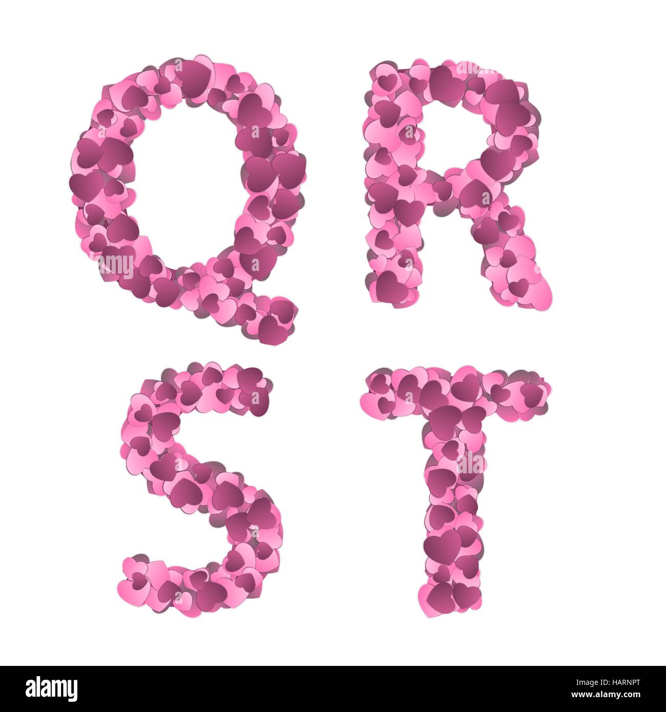 Valentine s Day Alphabet of Hearts Vector Illustration Stock Vector ...