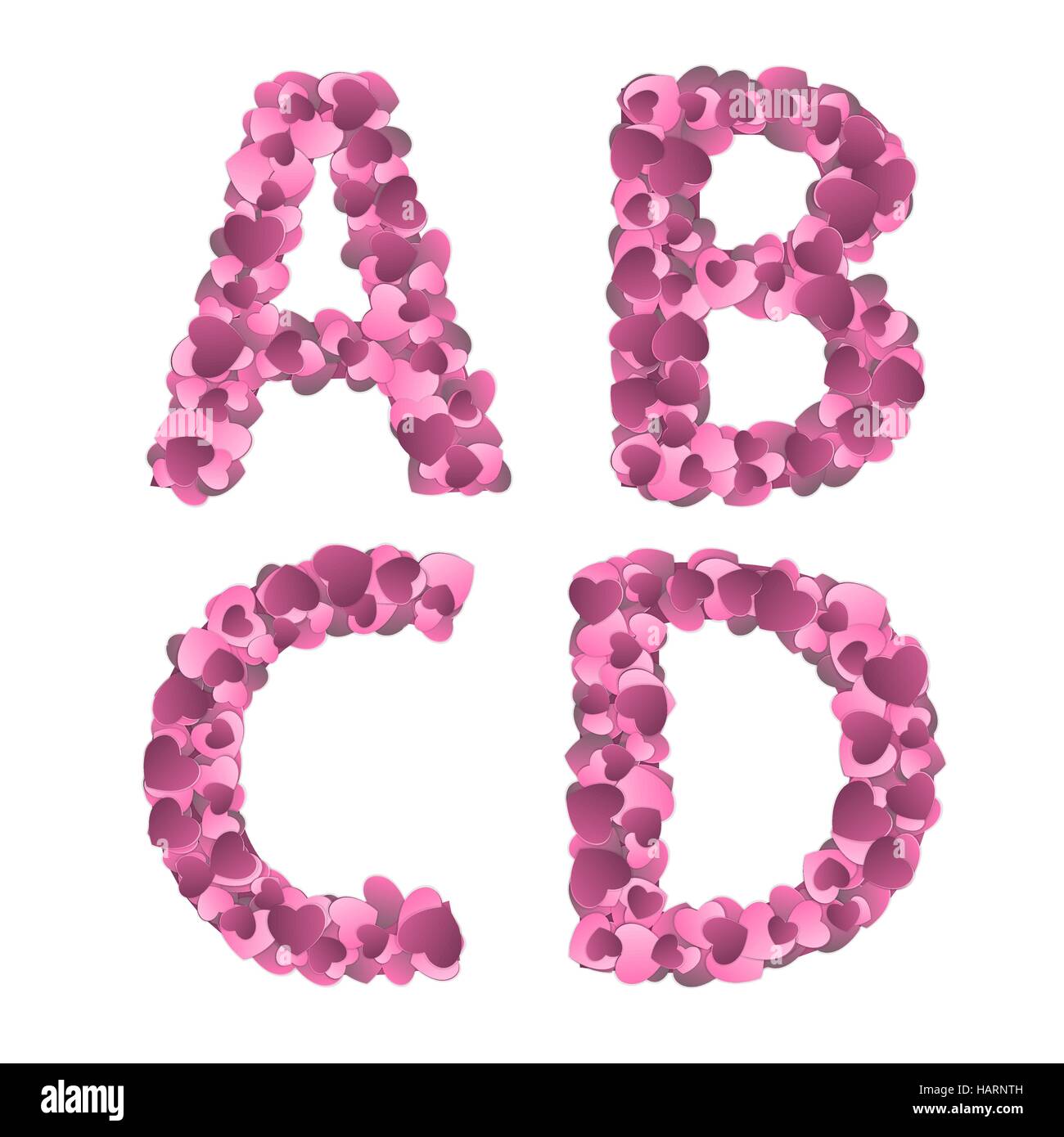 Valentine s Day Alphabet of Hearts Vector Illustration Stock Vector ...