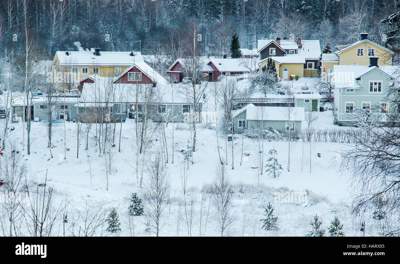 Winter northern town Stock Photo - Alamy