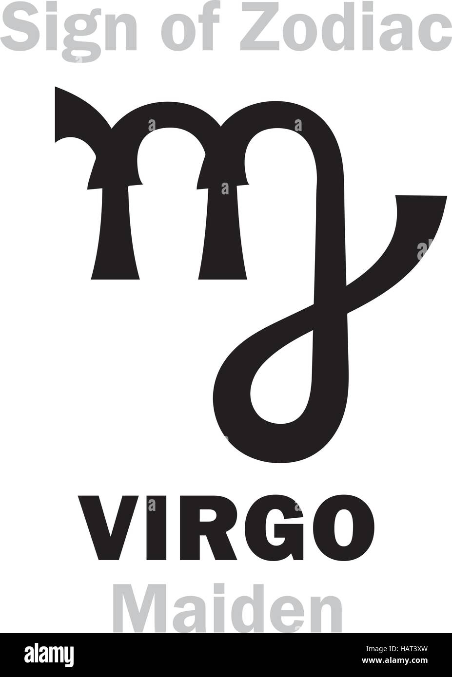 Astrology Alphabet: Sign of Zodiac VIRGO (The Maiden). Hieroglyphics ...
