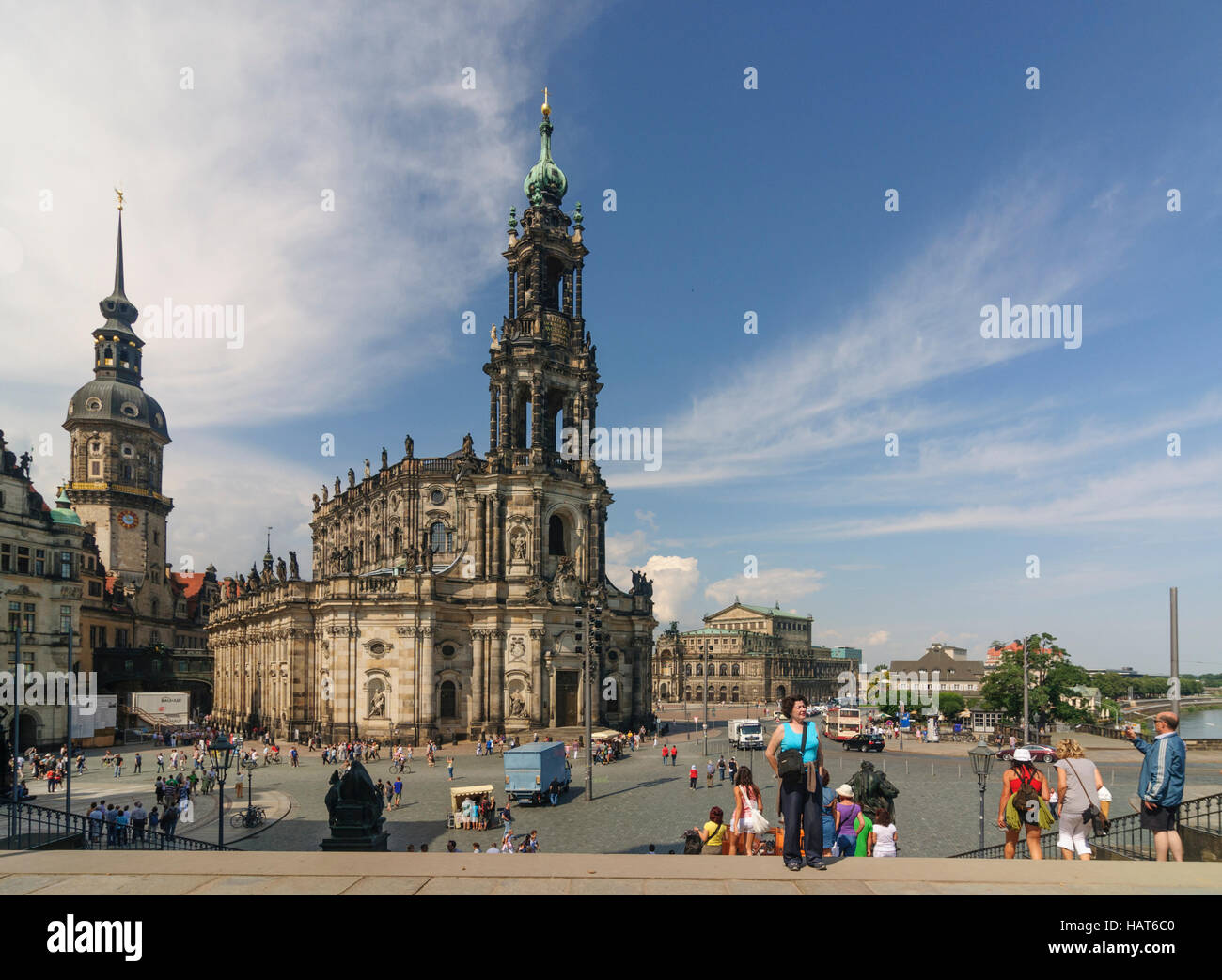Dresden: View from Brühl's terrace to the Hausmannsturm of the castle ...